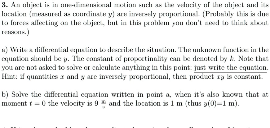 SOLVED: 3. An object is in one-dimensional motion such as the velocity ...
