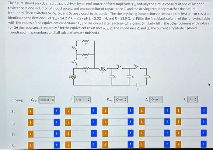 SOLVED: The figure shows an RLC circuit that is driven by an emf source ...