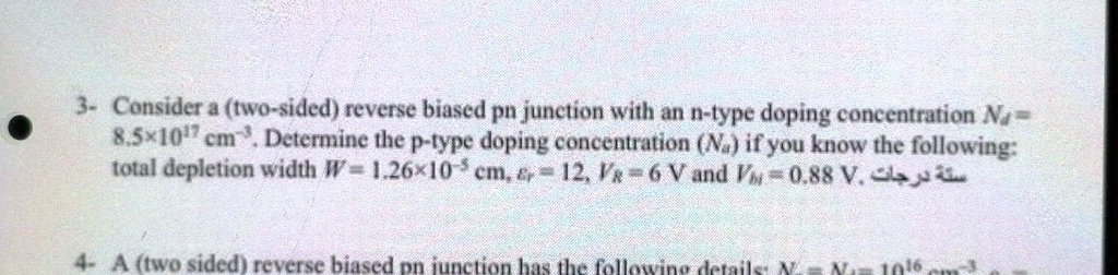 SOLVED: Consider (two-sided) reverse biased pn junction with an n-type ...