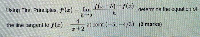 SOLVED: Using First Principles f"(z) = lim flztb) fle) determine the ...