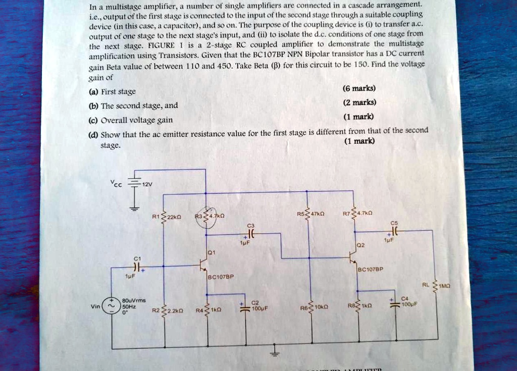 SOLVED: In a multistage amplifier, a number of single amplifiers are ...