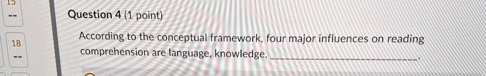 SOLVED: Question 4 (1 point) According to the conceptual framework ...