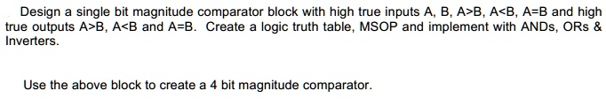SOLVED: Please help me solve the 4-bit magnitude comparator problem ...