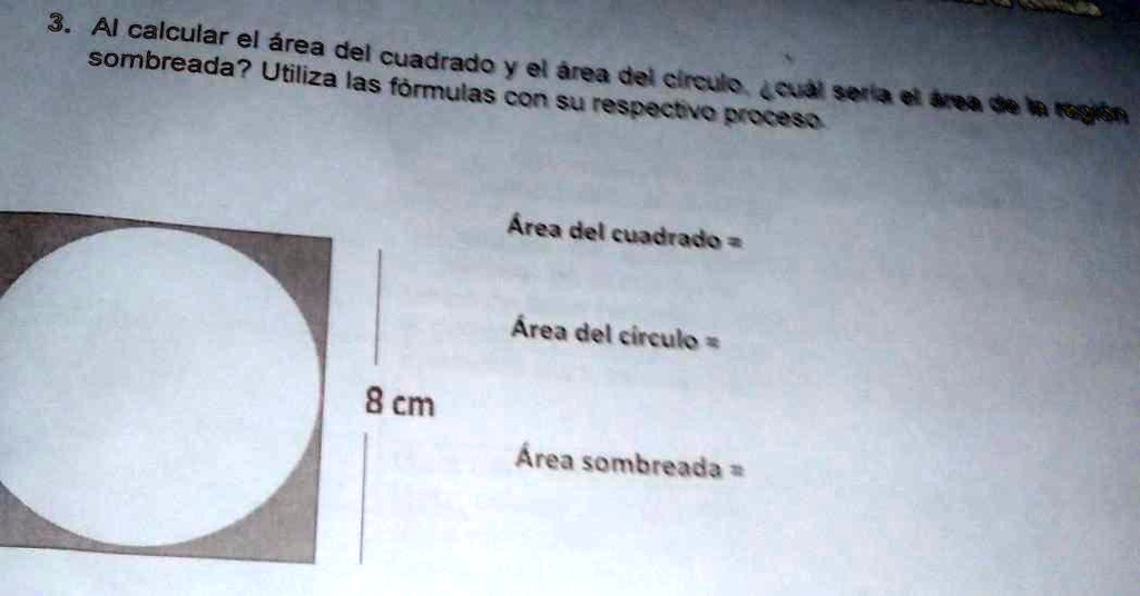SOLVED: al calcular el área del cuadrado y el área del círculo ¿ cual ...