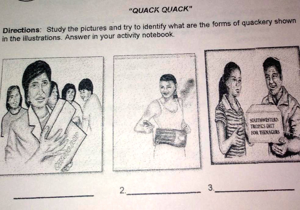 study the picture and identify what are the forms of quackery shown in ...