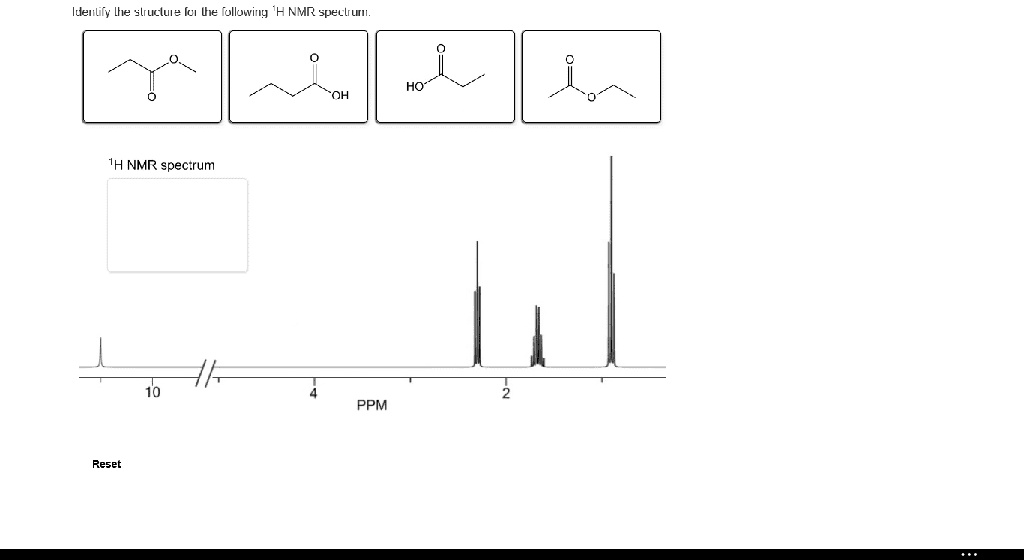 SOLVED: 'identify the structure for the following 1h nmr spectrum