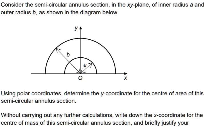 Consider the semi-circular annulus section, in the xy-plane, of inner ...
