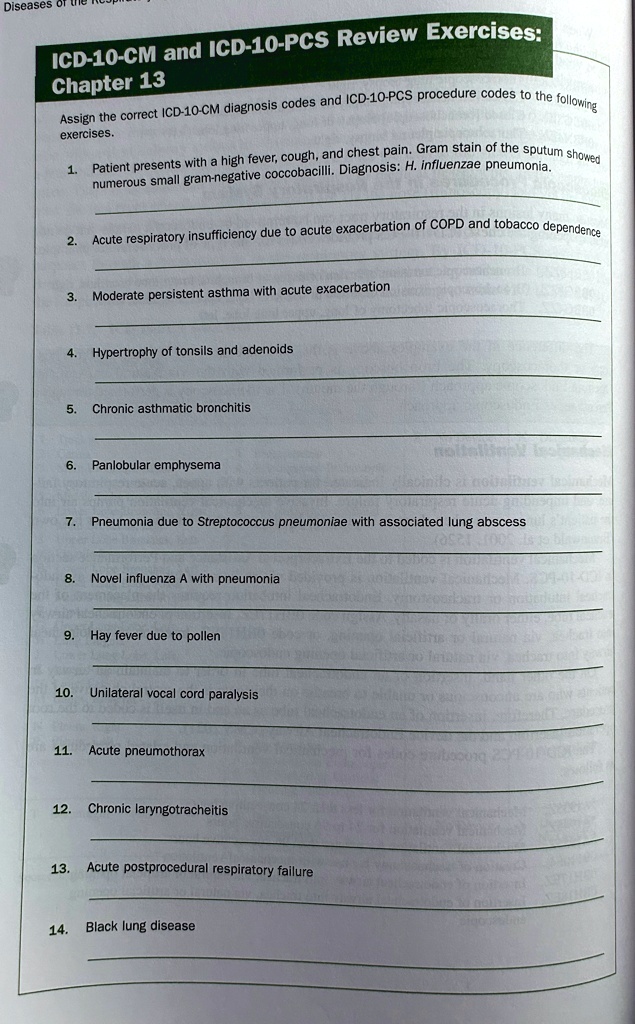 icd 10 cm and icd 10 pcs review exercises chapter 13 assign the correct ...
