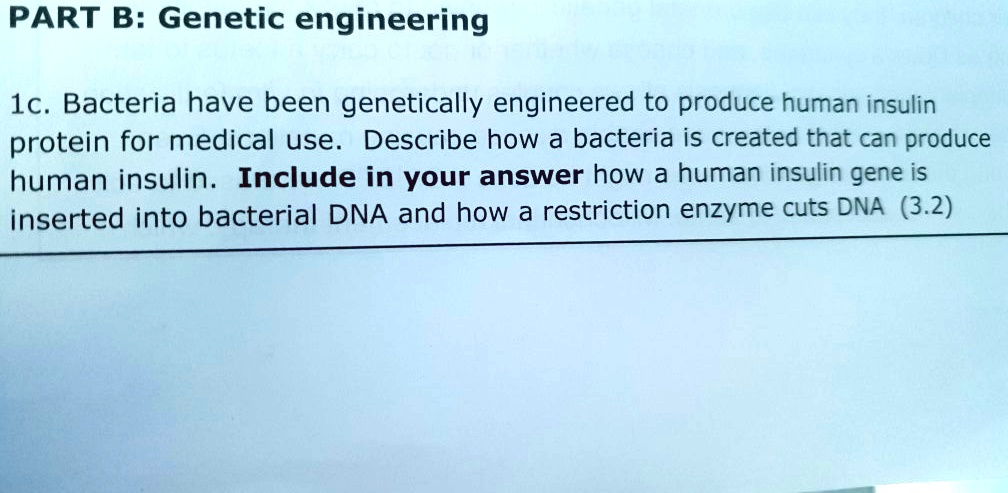 part b genetic engineering 1c bacteria have been genetically engineered ...