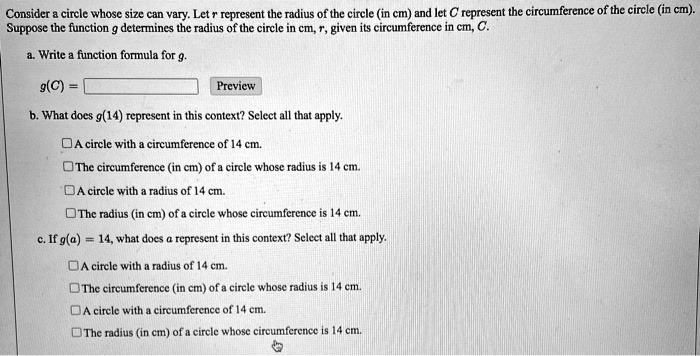 consider circle whose size can vary let r represent the radius of the ...
