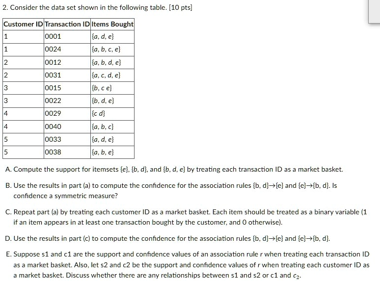 SOLVED: 2. Consider the data set shown in the following table. [10 pts ...