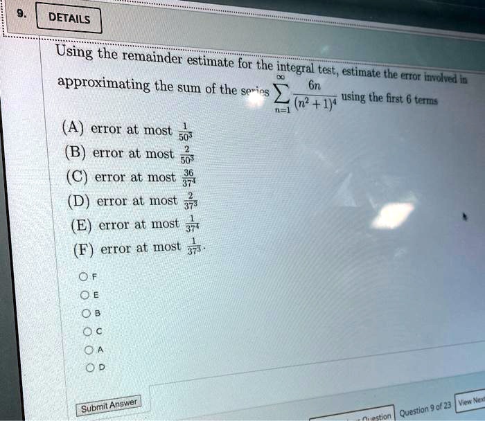 details using the remainder estimate tor the integral test estimate the ...