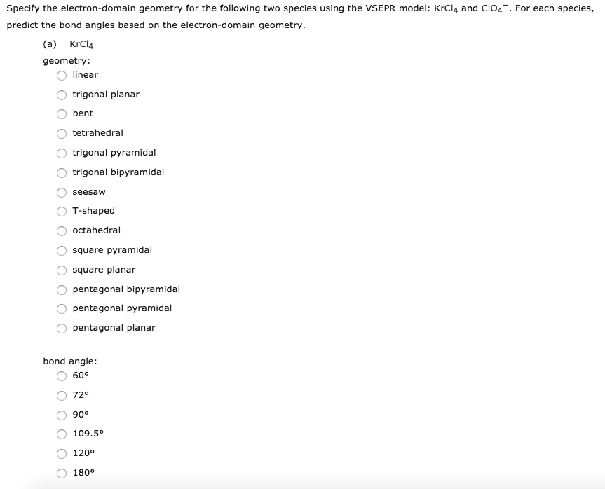 SOLVED: Specify the electron-domain geometry for the following two ...