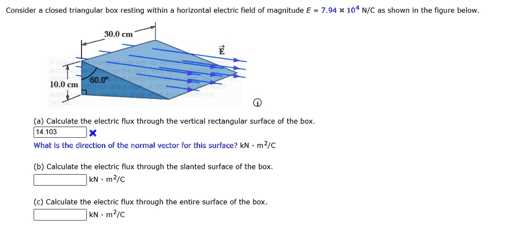 SOLVED: Consider a closed triangular box resting within a horizontal electric field of magnitude ...