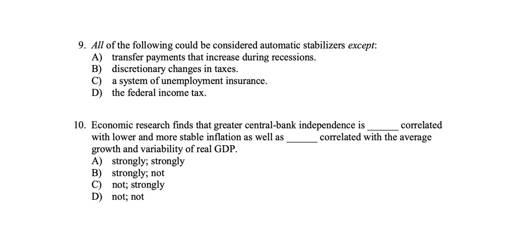 SOLVED: 9. All of the following could be considered automatic ...