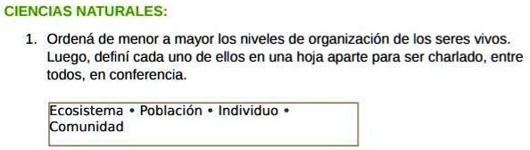 SOLVED: Ecosistema • Población • Individuo • Comunidad CIENCIAS ...