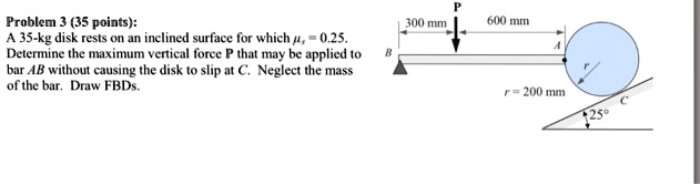 Problem 3 (35 points): A 35-kg disk rests on an inclined surface for ...