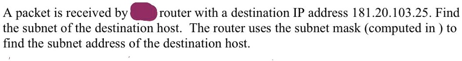 SOLVED: A packet is received by a router with a destination IP address ...