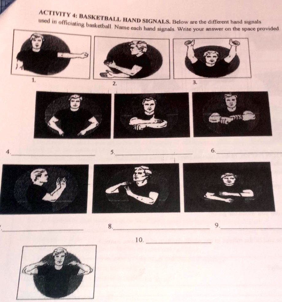 ACTIVITY 4: BASKETBALL HAND SIGNALS. Below are the different hand ...