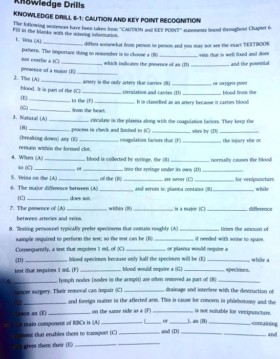 SOLVED: Knowledge Drills KNOWLEDGE DRILL 6-1: CAUTION AND KEY POINT ...