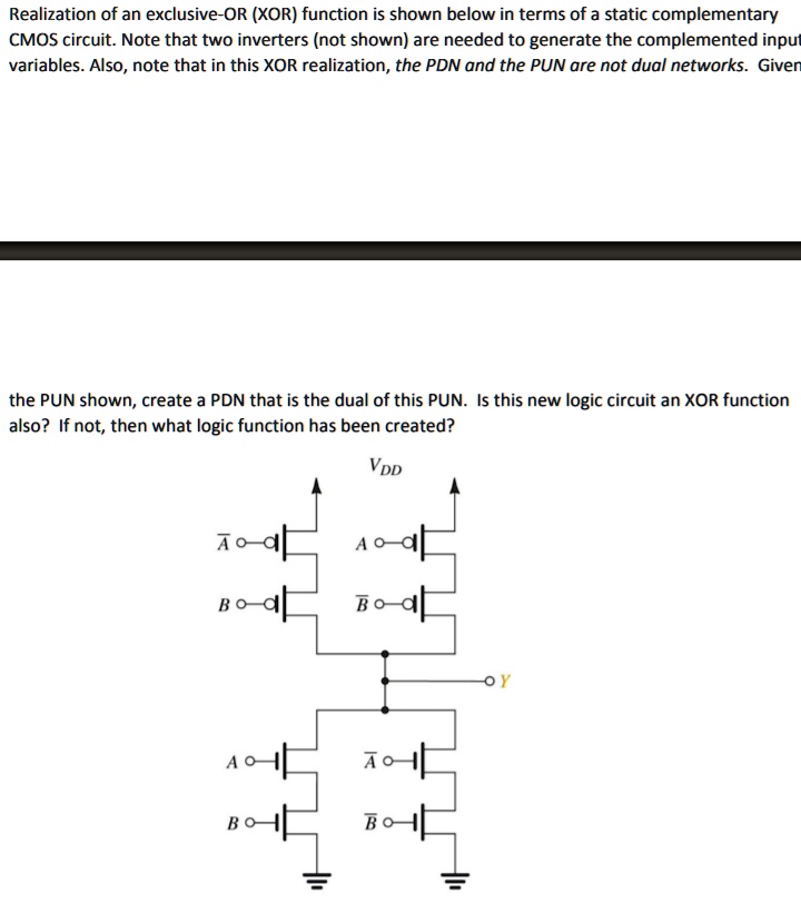 Solved Realization Of An Exclusive Or Xor Function Is Shown Below In