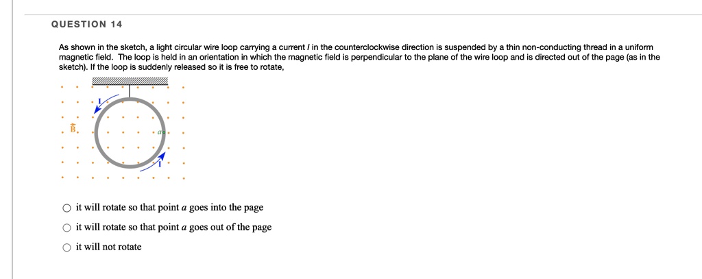 SOLVED: QUESTION As shown in the sketch; light circular wire loop carrying current / in the ...