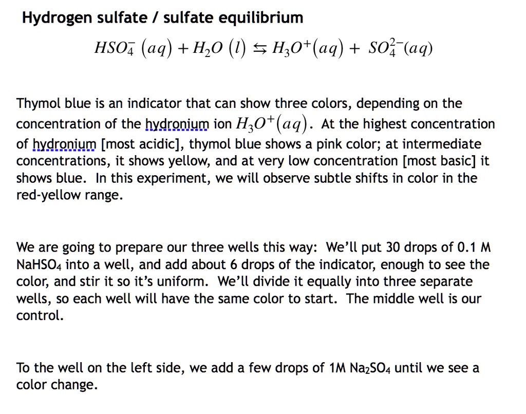hydrogen sulfate sulfate equilibrium hso4 aq hzo 1 hzotaq sok aq thymol ...