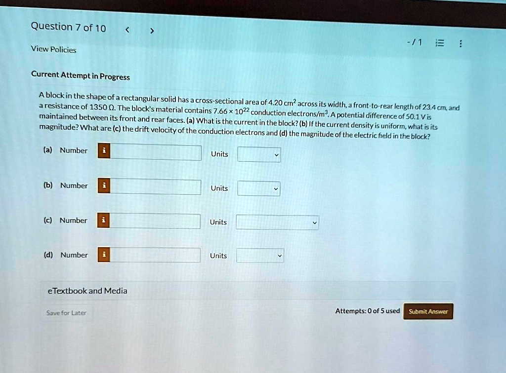 SOLVED: A block in the shape of a rectangular solid has a cross ...