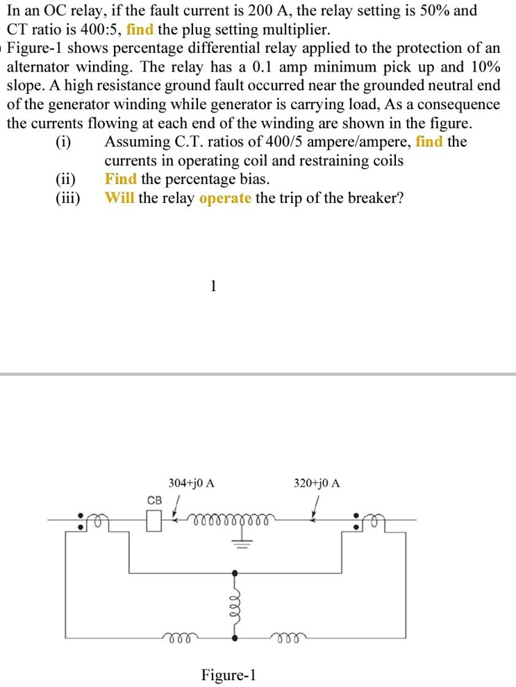 SOLVED: In an OC relay- if the fault current is 200 A, the relay ...
