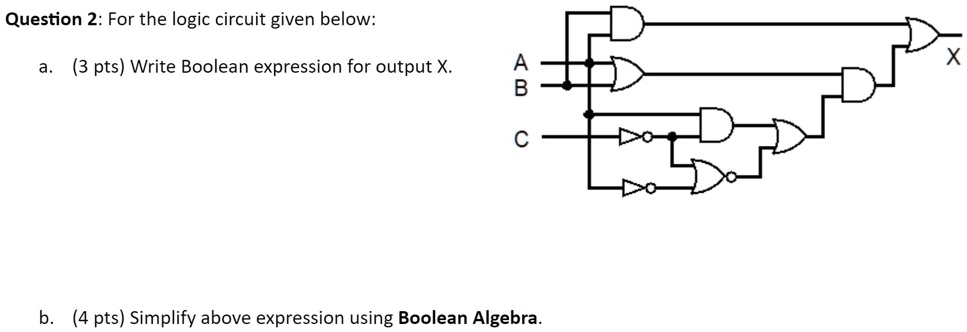 SOLVED: Question 2: For the logic circuit given below: (3 pts) Write ... SOLVED: Question 2: For the logic circuit given below: (3 pts) Write ...