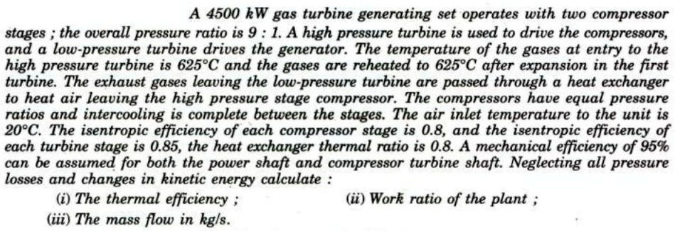 A 4500 kW gas turbine generating set operates with two compressor ...