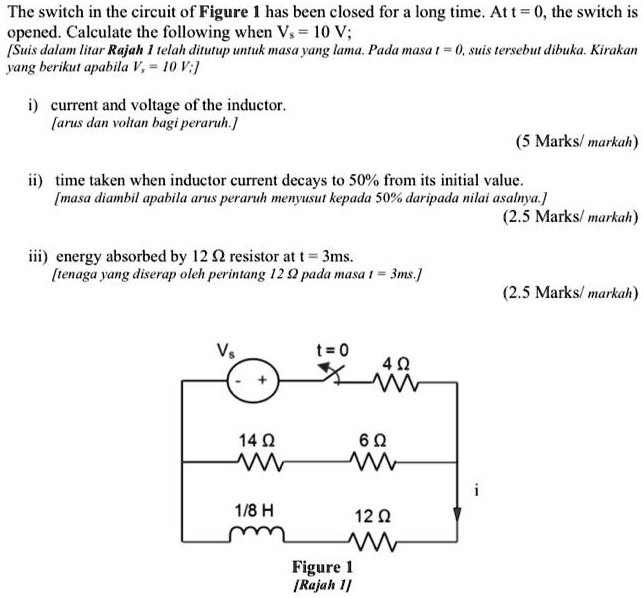 SOLVED: need in 30 minutes urgent The switch in the circuit of Figure ...