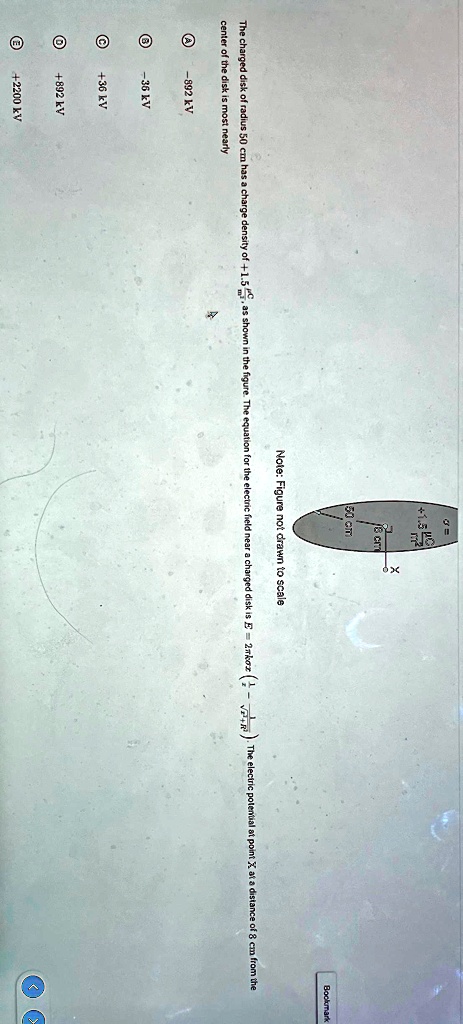 SOLVED: Note: rigure not urawil to scale center of the disk is most nearly -892kV -36kV +36kV (D ...
