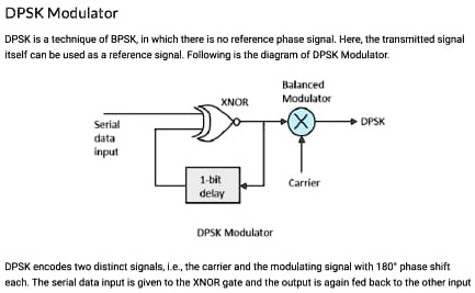 dpsk modulator dpsk is a technique of bpsk in which there is no reference phase signal here the ...