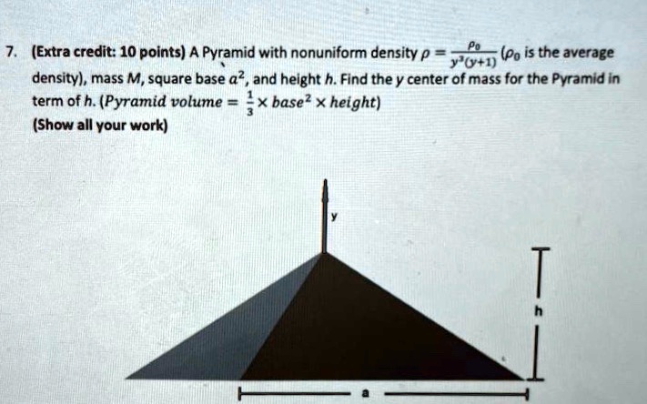 SOLVED: (Extra credit: 10 points) A Pyramid with nonuniform density p ...