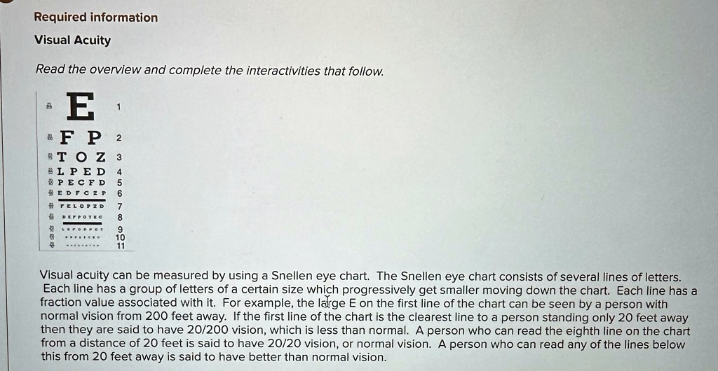Required information Visual Acuity Read the overview and complete the ...