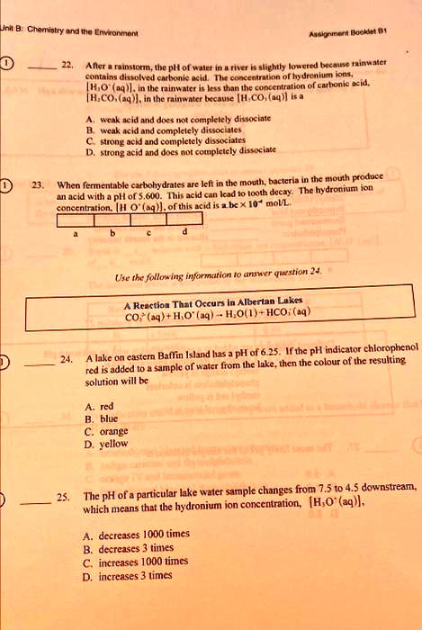 SOLVED: chemistry and the environment Unit B Chemistry and the ...