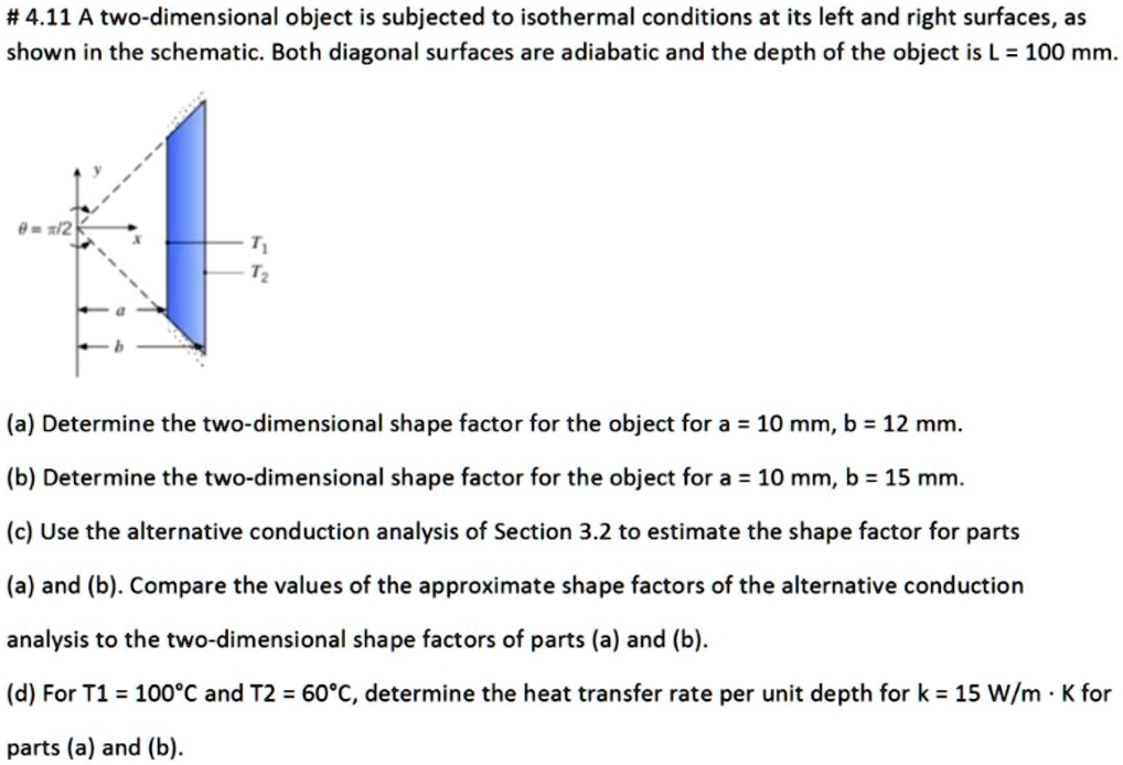 SOLVED: 4.11A two-dimensional object is subjected to isothermal conditions at its left and right ...