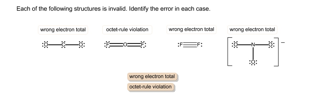 SOLVED: Each of the following structures is invalid. Identify the error in each case wrong ...