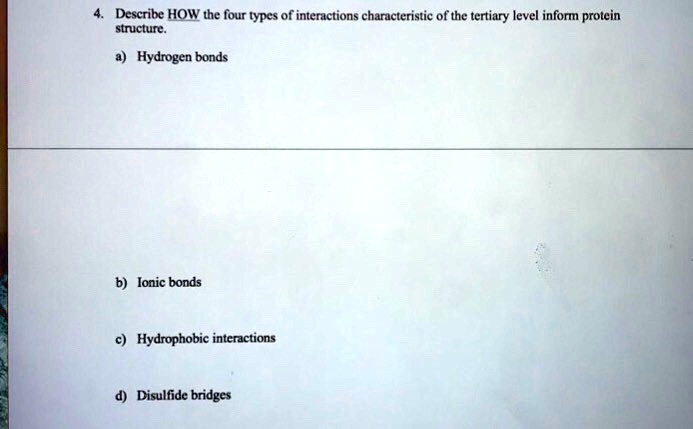 4. Describe HOW the four types of interactions characteristic of the ...