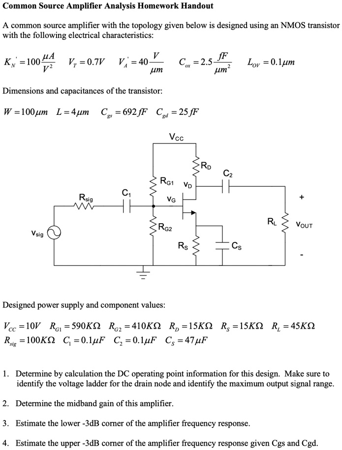 Common Source Amplifier Analysis Homework Handout A common source ...