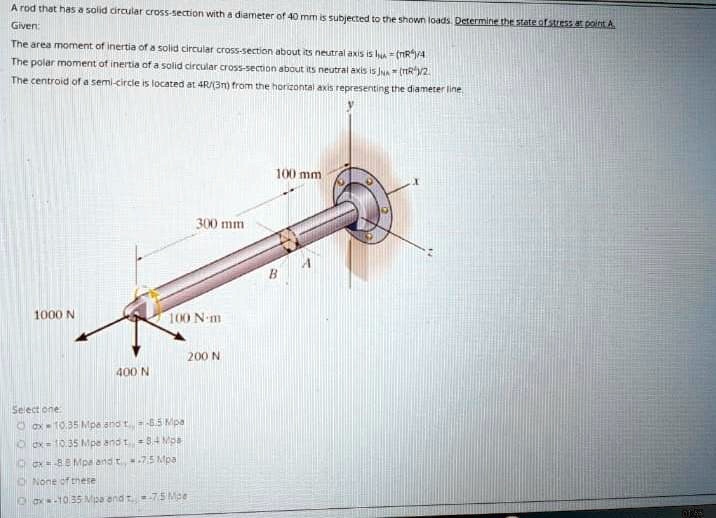 SOLVED: A rod that has a solid circular cross-section with a diameter ...