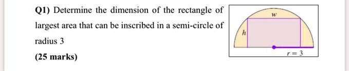 SOLVED:Q1) Determine the dimension of the rectangle of largest area ...