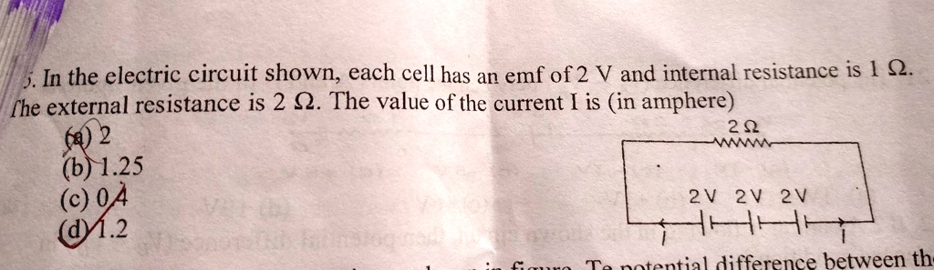 SOLVED: 'in the circuit shown below each cell has emf 2v and internal ...