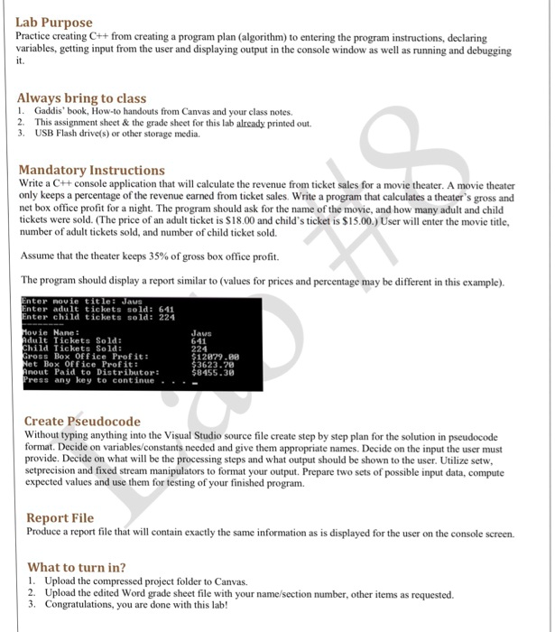 Solved Lab Purpose Practice Creating C Programs From Creating A Program Plan Algorithm To 4583