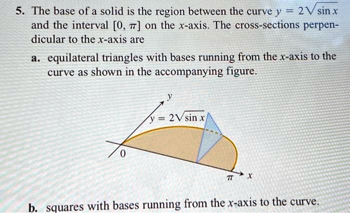 5. The base of a solid is the region between the curve y = 2√(sin x ...