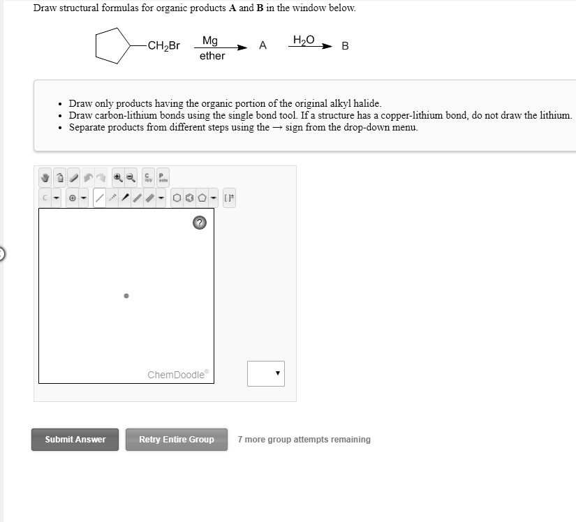 SOLVED: Draw structural formulas for organic products and B in the ...