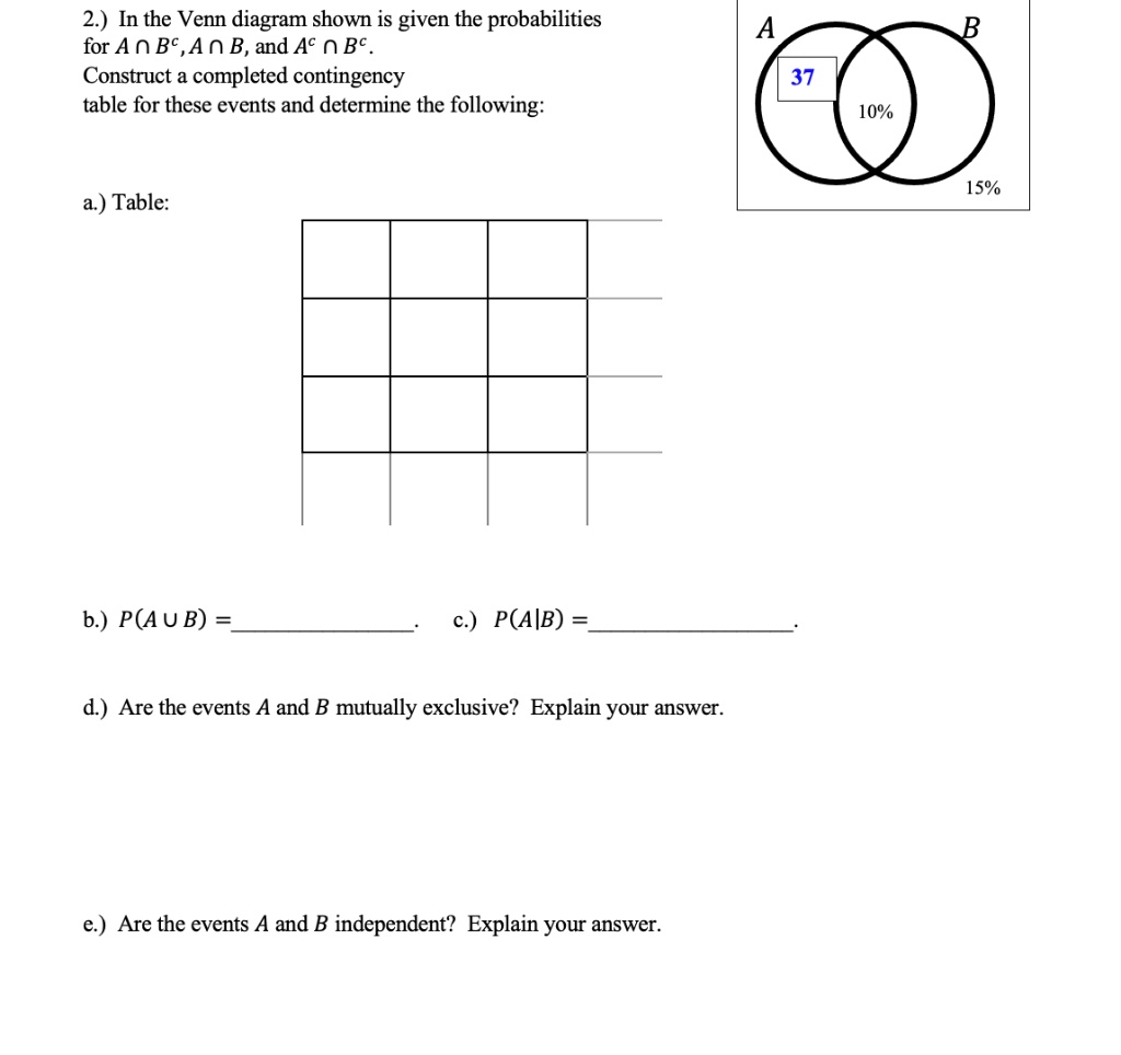 2 in the venn diagram shown is given the probabilities for anbc an b ...