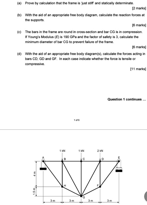 (a) Prove by calculation that the frame is 'just stiff and statically ...