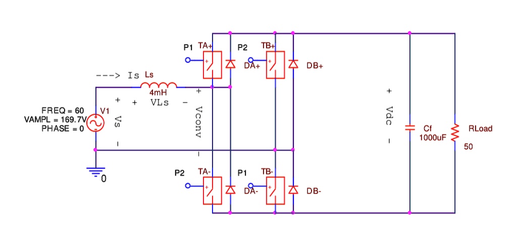 Solved The Figure Below Shows A Single Phase Force Commutated Ac Dc Converter Operating As A